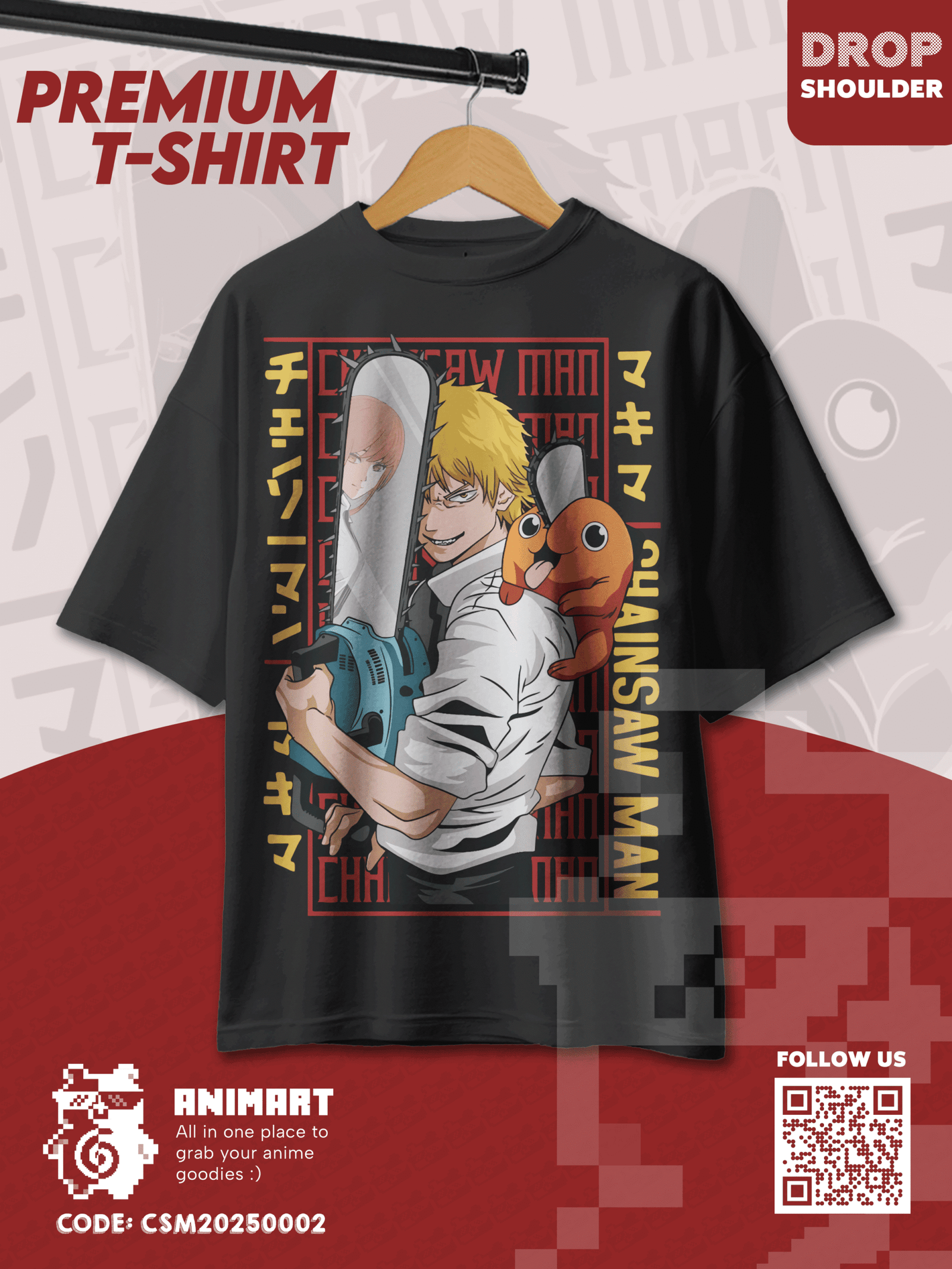 Denji and Pochita – Chainsaw Man Drop Shoulder T-Shirt - AniMart