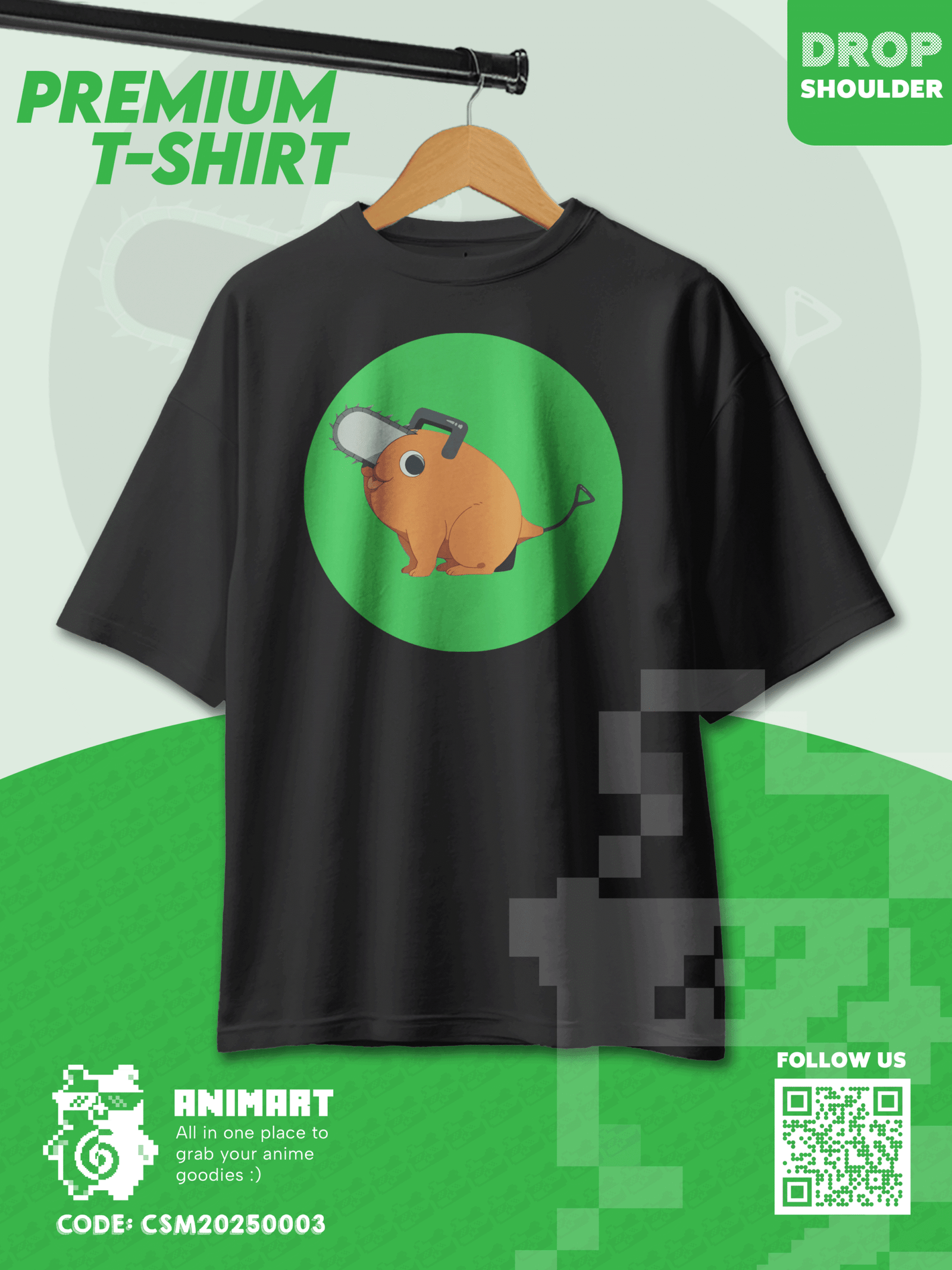 Pochita Heart – Chainsaw Man Drop Shoulder T-Shirt - AniMart