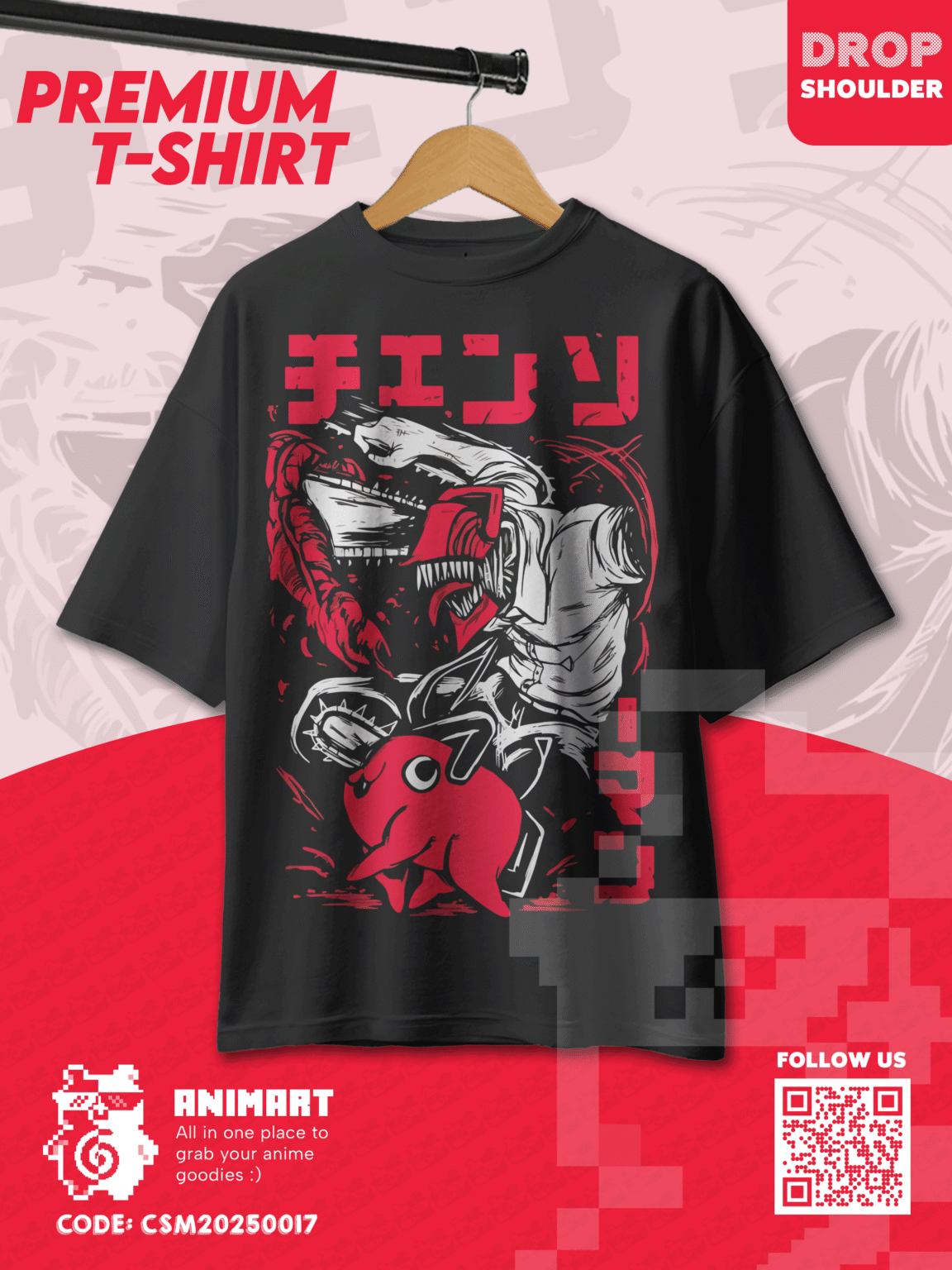 Chainsaw Man Epic Red Edition – Chainsaw Man Drop Shoulder T-Shirt ...