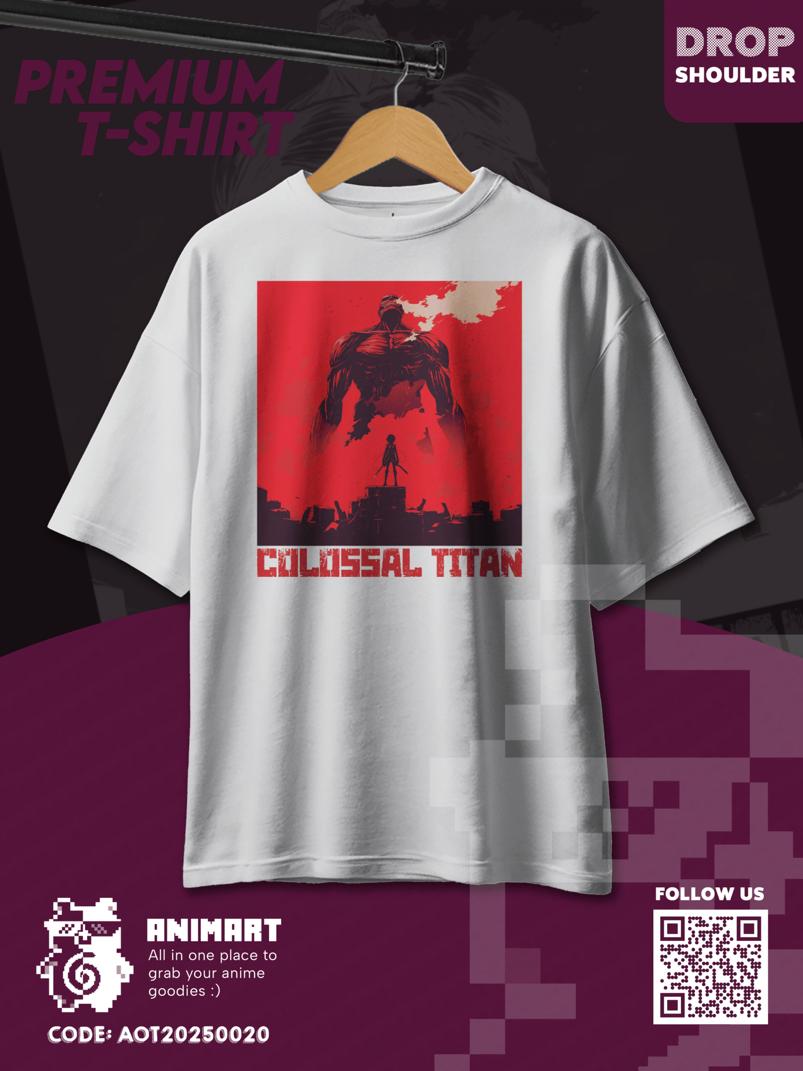 Colossal Titan Facing – Attack On Titan Drop Shoulder T-Shirt - AniMart