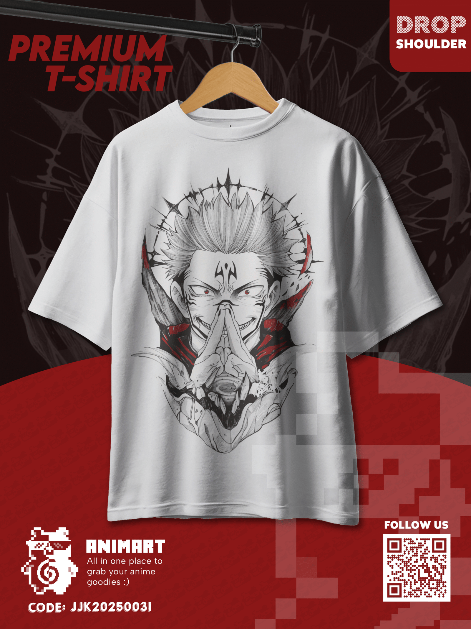 Sukuna Hand Sign – Jujutsu Kaisen Drop Shoulder T-Shirt - AniMart
